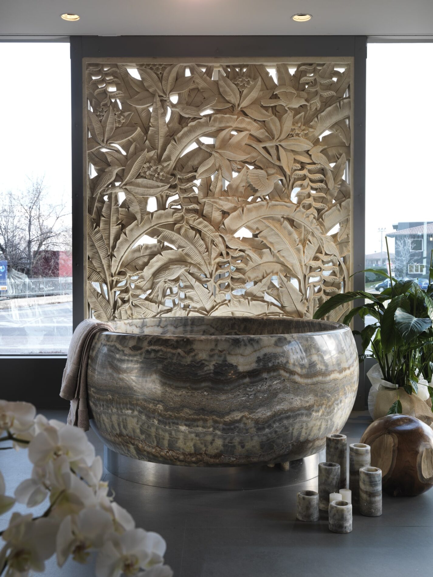 Scultura murale Jungle in limestone - Elitestone